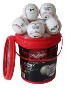 rawlings | official t-balls | tvb | youth/6u | bucket | 12 count | sponge rubber core | indoor/outdoor white