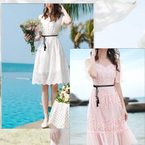 Exotic Women Black Waist Belt/ Rope/Chain Skinny Belt with Tassel and Beads for Ladies Skirt Dress in 8 Colors