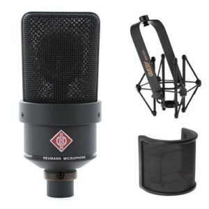 neumann tlm 103 large diaphragm condenser microphone (black) with suspension shockmount & pop filter