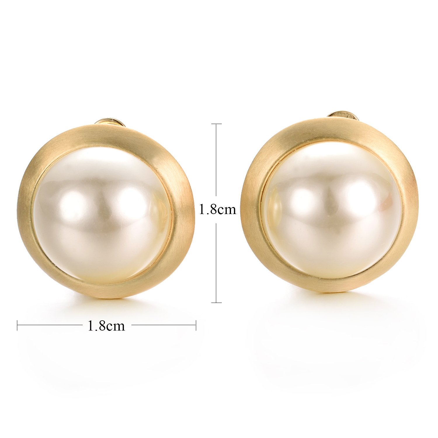 Yoursfs 0.7inch Clip Earring Yellowing Ivory Pearl Round Earrings Non Pierced Clip on Earrings for Women