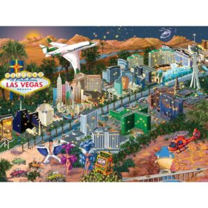 bits and pieces - 1000 piece jigsaw puzzle for adults - las vegas city view - 1000 pc the strip jigsaw by artist joseph burgess