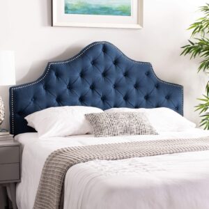 safavieh mercer collection arebelle steel blue tufted headboard (queen)