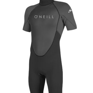 O'Neill Men's Reactor-2 2mm Back Zip Short Sleeve Spring Wetsuit, Black/Graphite, LT