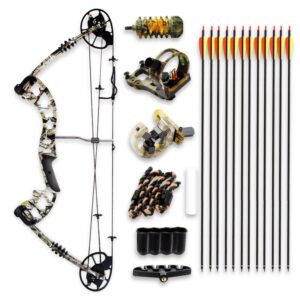 serenelife complete compound bow & arrow accessory kit, adjustable draw weight 30-70 lbs with max speed 320 fps - right handed (slcomb15st) brown