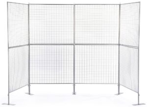 displays2go art display grids, floor standing, double sided, metal mesh iron construction – silver finish (ad4pnl)