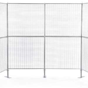 Displays2go Art Display Grids, Floor Standing, Double Sided, Metal Mesh Iron Construction – Silver Finish (AD4PNL)