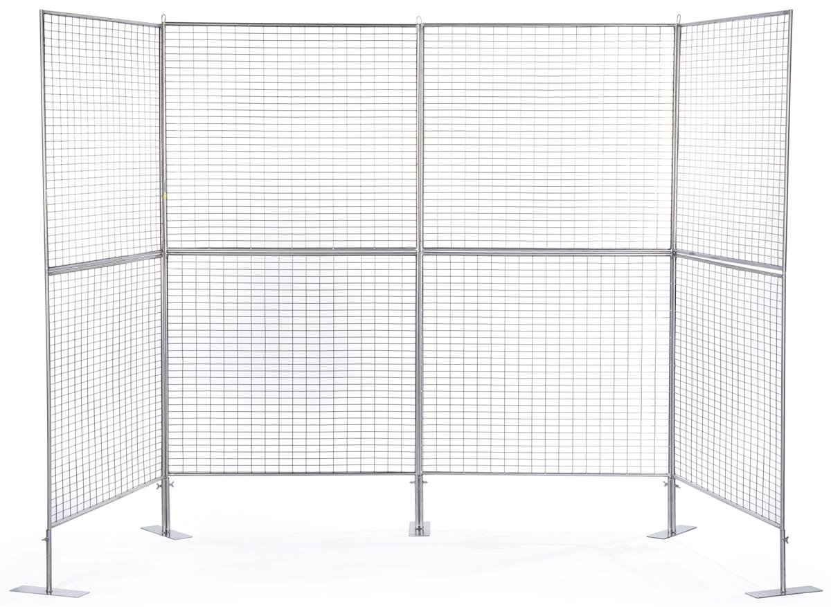 Displays2go Art Display Grids, Floor Standing, Double Sided, Metal Mesh Iron Construction – Silver Finish (AD4PNL)