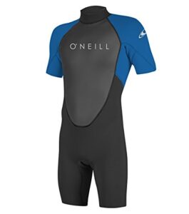 o'neill men's reactor-2 2mm back zip, short sleeve spring wetsuit, black/ocean, large tall