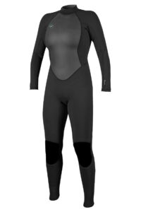 o'neill women's reactor-2 3/2mm back zip full wetsuit, black/black, 8s