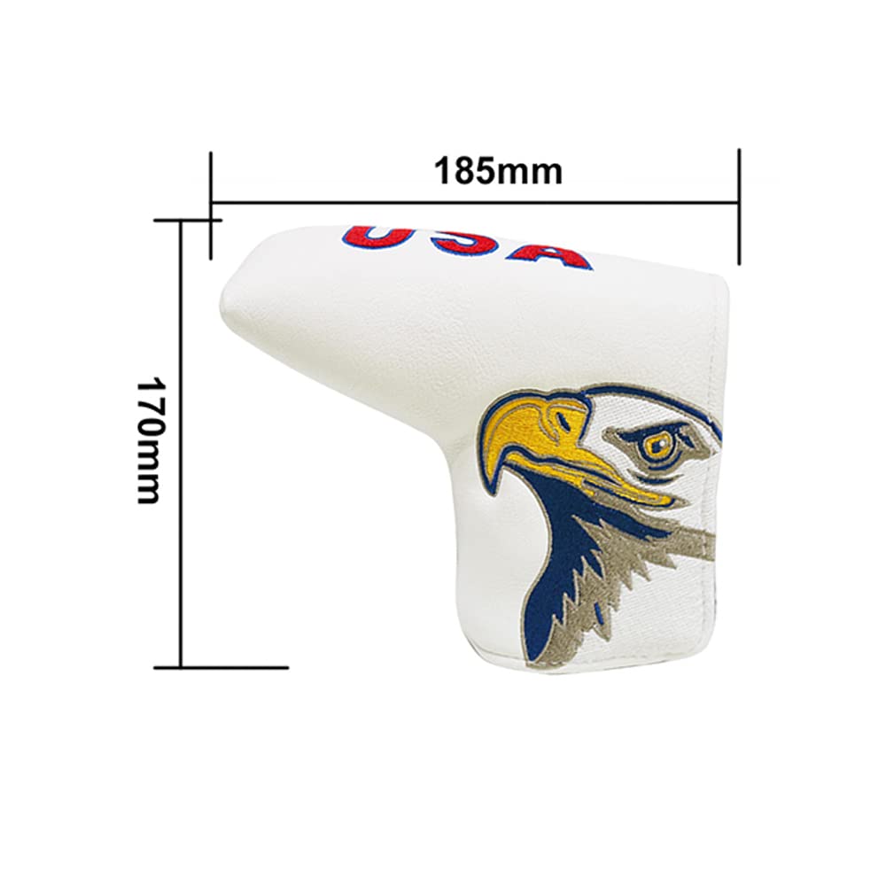 PINMEI Golf Blade Putter Cover Golf Putter Headcover Synthetic Leather Closure for Scotty Cameron Odyssey Blade Taylormade Ping (White)