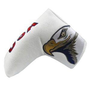 PINMEI Golf Blade Putter Cover Golf Putter Headcover Synthetic Leather Closure for Scotty Cameron Odyssey Blade Taylormade Ping (White)