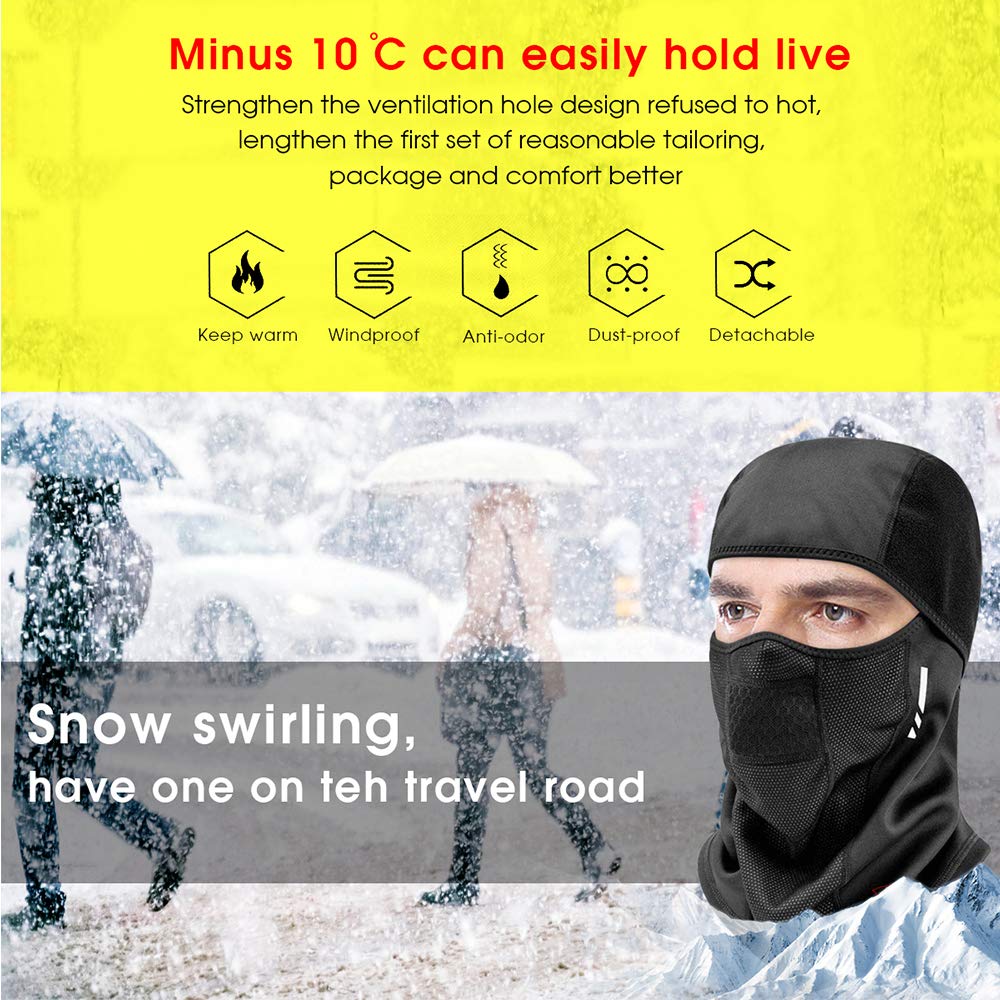 Ski Mask for Men Women Balaclava Face Mask Men Cold Weather Balaclava Warmer Windproof Hunting Cycling Motorcycle Neck Gaiter Warmer Winter Gear Black