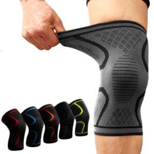 athletics knee compression sleeve brace support naturet cushioning silicone for running, jogging, sports, joint pain relief, arthritis and injury recovery-single wrap