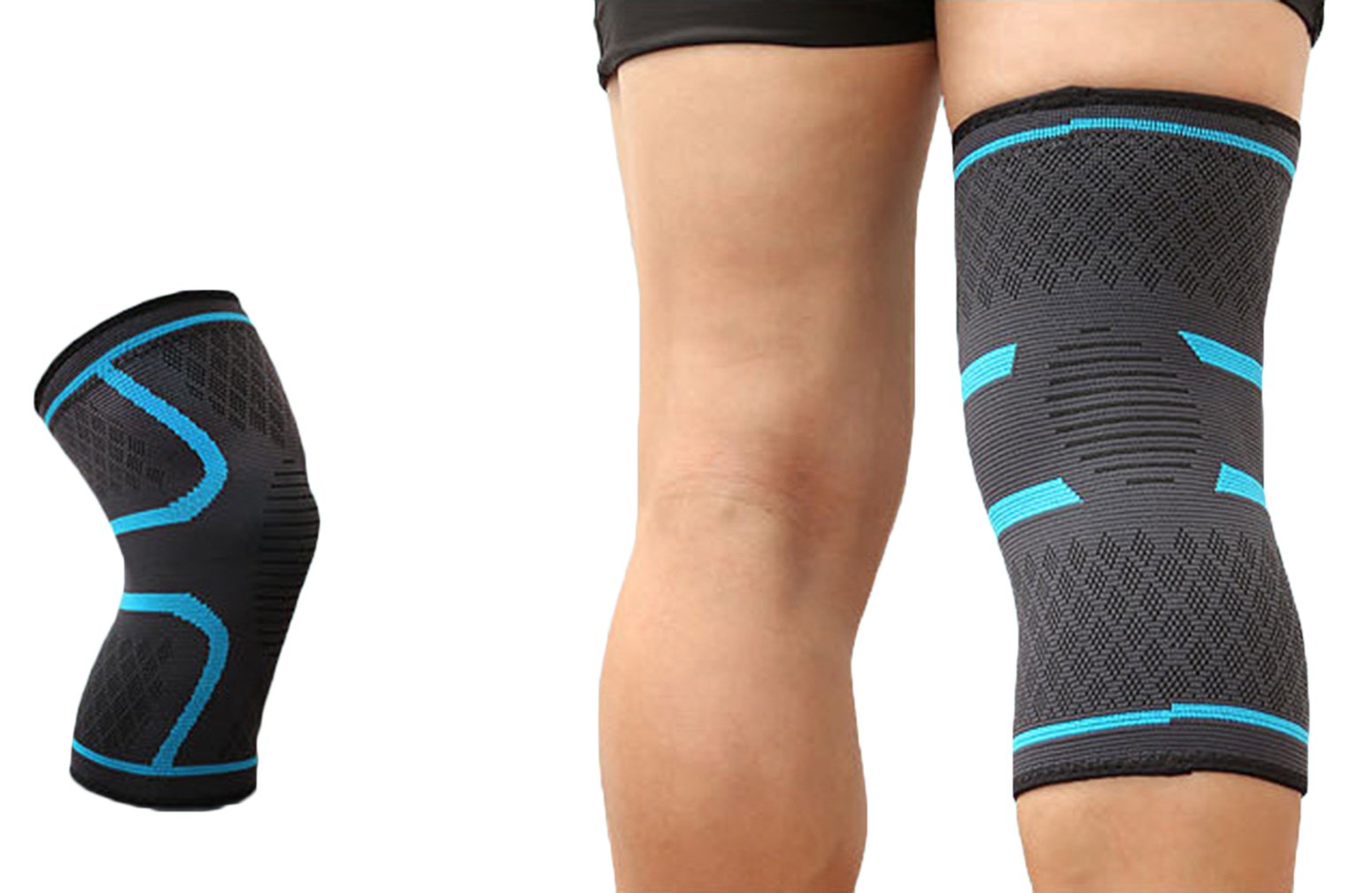 Athletics Knee Compression Sleeve Brace Support NatureT Cushioning Silicone for Running, Jogging, Sports, Joint Pain Relief, Arthritis and Injury Recovery-Single Wrap