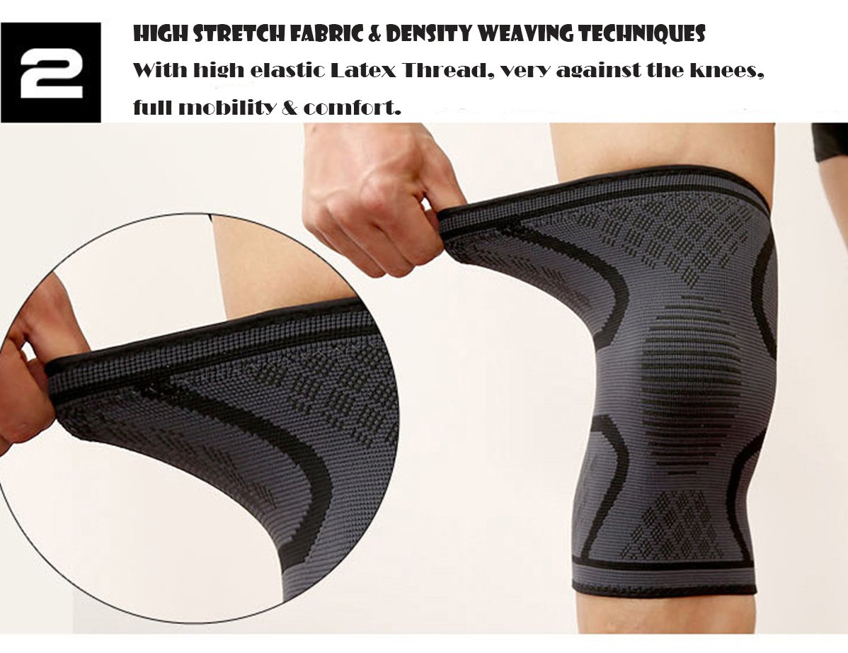 Athletics Knee Compression Sleeve Brace Support NatureT Cushioning Silicone for Running, Jogging, Sports, Joint Pain Relief, Arthritis and Injury Recovery-Single Wrap