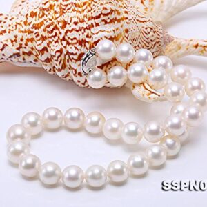 JYX Pearl Necklace 12-14mm White South Sea Pearl Necklace AAAA Round Women Sea Water Pearl Necklace 18"