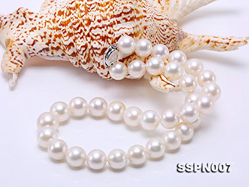 JYX Pearl Necklace 12-14mm White South Sea Pearl Necklace AAAA Round Women Sea Water Pearl Necklace 18"