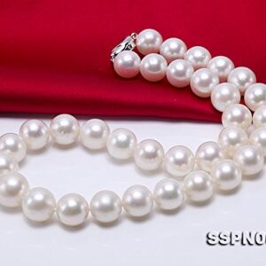 JYX Pearl Necklace 12-14mm White South Sea Pearl Necklace AAAA Round Women Sea Water Pearl Necklace 18"