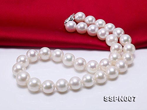 JYX Pearl Necklace 12-14mm White South Sea Pearl Necklace AAAA Round Women Sea Water Pearl Necklace 18"