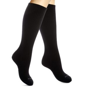 sockslane cotton compression socks for women & men. 15-20 mmhg support knee-high black m/l