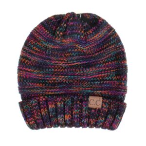 C.C Hatsandscarf Exclusives Unisex Beanie Oversized Slouchy Cable Knit Beanie (HAT-6242) (BK-Multi)