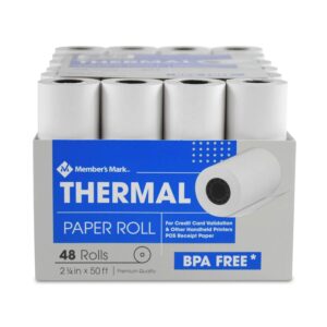 member's mark thermal receipt paper rolls, 2 1/4" x 50', 48 rolls