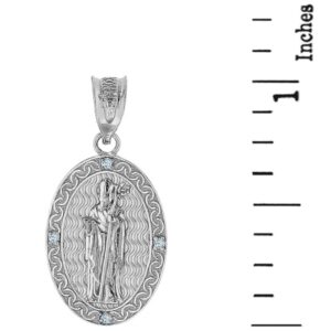 Fine 925 Sterling Silver CZ-Accented Saint Patrick Oval Medal Pendant (1")