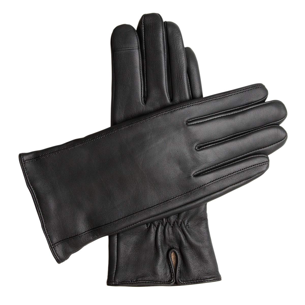 Downholme Touchscreen Leather Cashmere Lined Gloves for Women (Black, L)