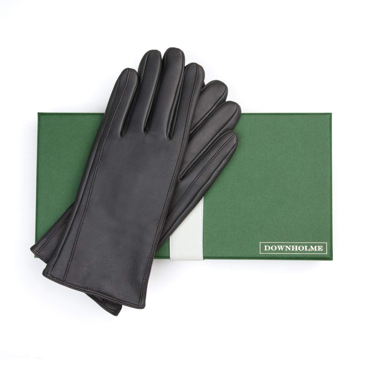 Downholme Touchscreen Leather Cashmere Lined Gloves for Women (Black, L)