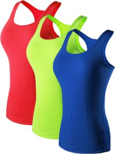 neleus women's 3 pack compression athletic tank top for yoga running,green,blue,red,eu 2xl,xl