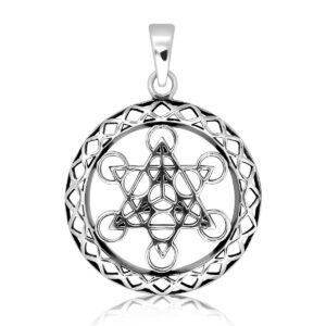 withlovesilver 925 sterling silver metatron cube sacred geometry talisman pendant