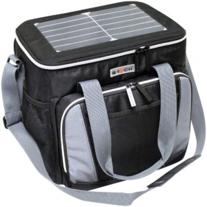 Preferred Nation Solar Cooler with USB Charging system, Collapsible 36 can cooler bag removable plastic leak-proof lining and foil lined front pocket for hot & cold.