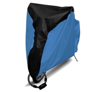 thebigfish bike cover waterproof 190t nylon outdoor anti dust rain uv protection for road/mountain with lock-holes storage bag 2-3 bicycle foldable rain cover (middle black side dark blue lnumber)