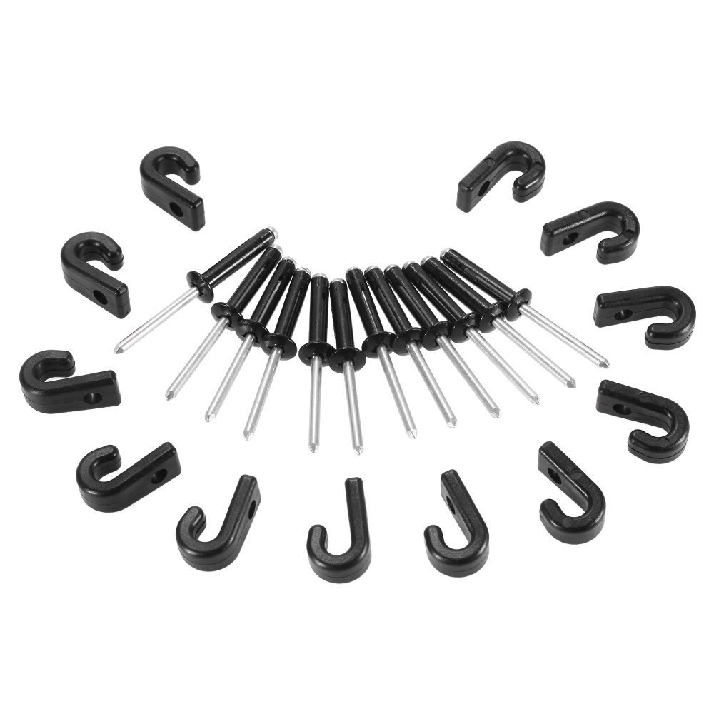 Lixada 12PCS J Hooks Lashing Hooks Bungee Hooks with 12 Rivets for Kayak Canoe Paddle Board Accessories