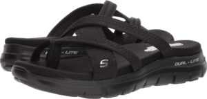 skechers cali women's flex appeal 2.0-start up sport sandal,black/black,6 m us