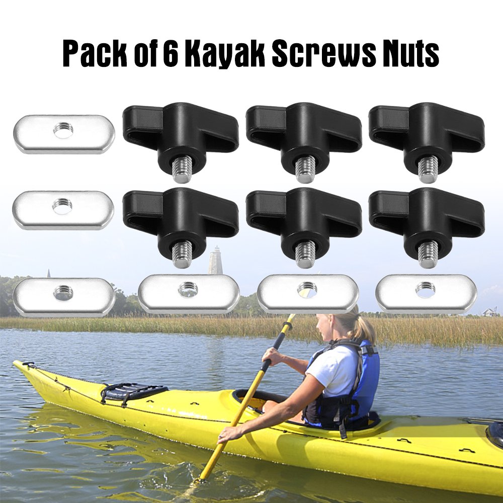 Lixada 6 Sets Kayak Screws Nuts Hardware for Rail Canoe Kayak Track Mounting System Fishing Boat Accessories