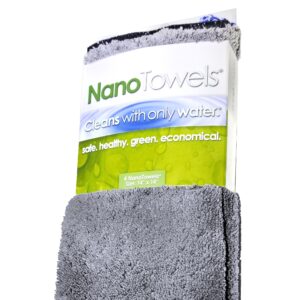 life miracle nano towels - the amazing eco cloth that cleans virtually any surface with only water. no more paper towels or toxic chemicals. 4-pack (14x14, grey)