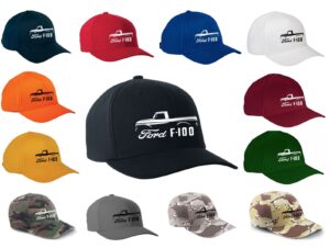 1961-66 ford f100 pickup truck classic outline design flexfit hat cap large/xlarge black