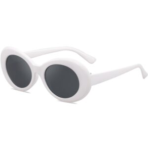 sojos clout goggles oval mod retro vintage kurt cobain inspired sunglasses round lens sj2039 with white frame/grey lens