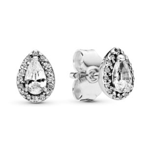 pandora sparkling teardrop halo stud earrings - timeless earrings for women - great gift for her - made with sterling silver & cubic zirconia