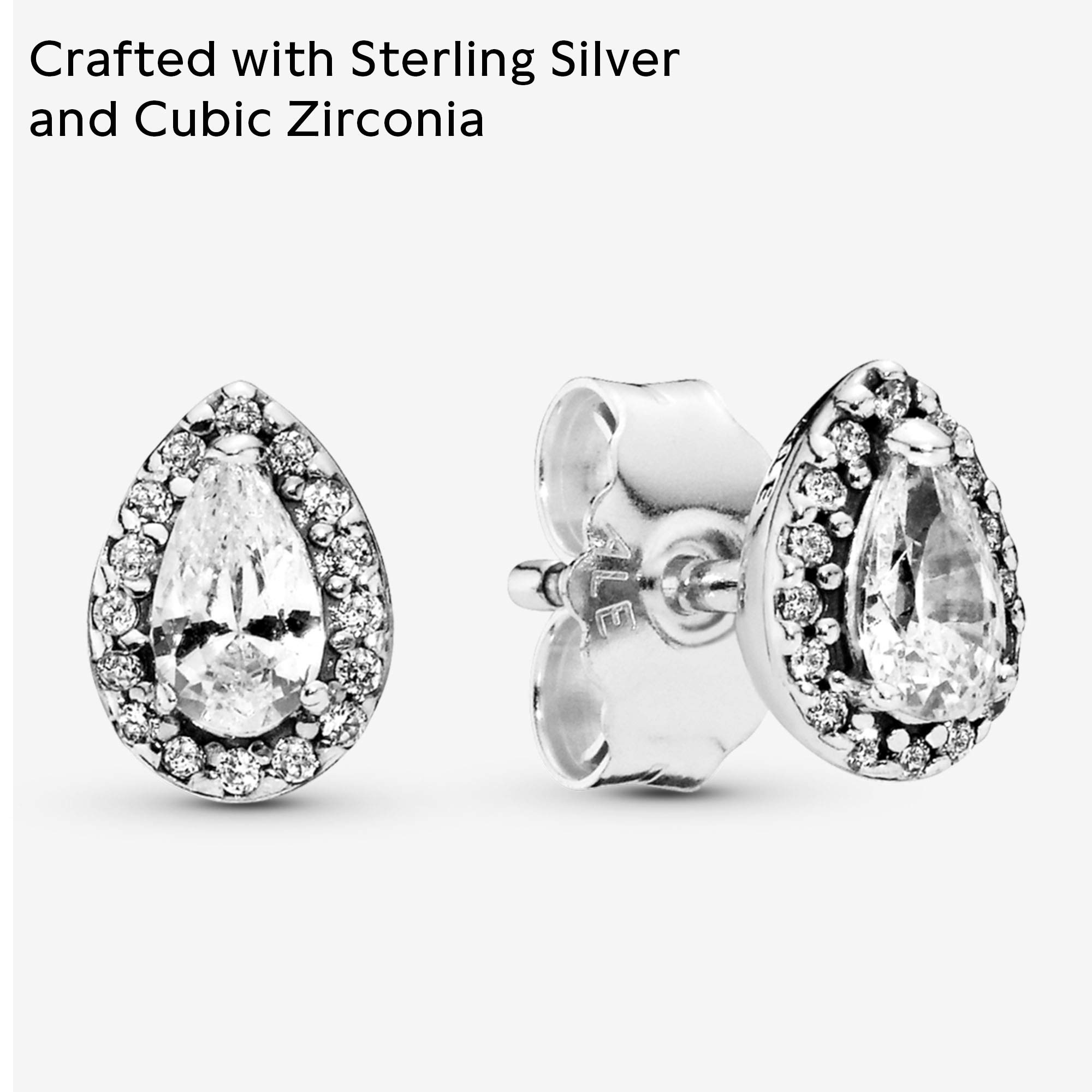 PANDORA Sparkling Teardrop Halo Stud Earrings - Timeless Earrings for Women - Great Gift for Her - Made with Sterling Silver & Cubic Zirconia