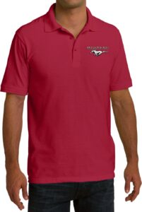 mens ford polo mustang pocket print pique polo shirt, red, 3xl