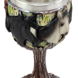 Ebros Gift Equine Beauty Wild Horses Wine Goblet 7oz Chalice Cup In Rustic Wood Bark Roots Design