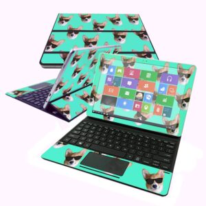 mightyskins skin compatible with samsung galaxy book 10.6" - cool corgi | protective, durable, and unique vinyl decal wrap cover | easy to apply, remove, and change styles | made in the usa