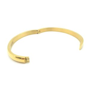 Edforce Stainless Steel Women's 18k Gold Plated Stackable Bangle Bracelet Hinged Oval-Shape (Gold, Medium 6.75" Inches)