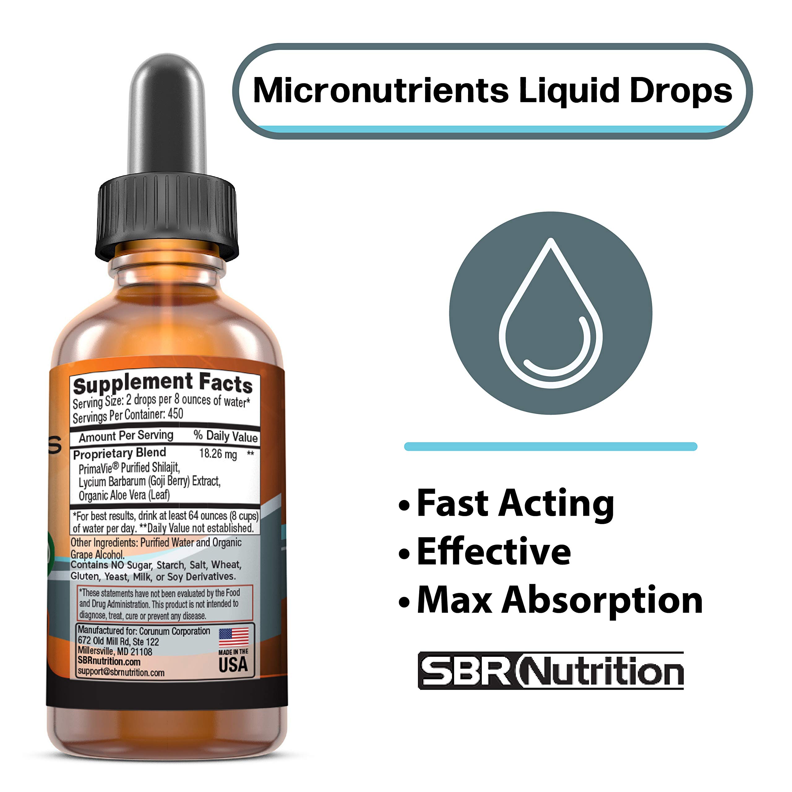 Micronutrients Liquid Drops | PrimaVie Shilajit, Electrolyte Concentrate, Trace Elements | Fulvic & Humic Acid | For Energy, Keto, Vegan, Paleo, Leg Cramp | Magnesium Sodium Potassium Zinc