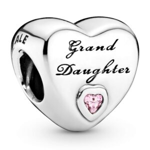 pandora jewelry granddaughter's love charm - compatible with pandora moments - sterling silver charm with cubic zirconia