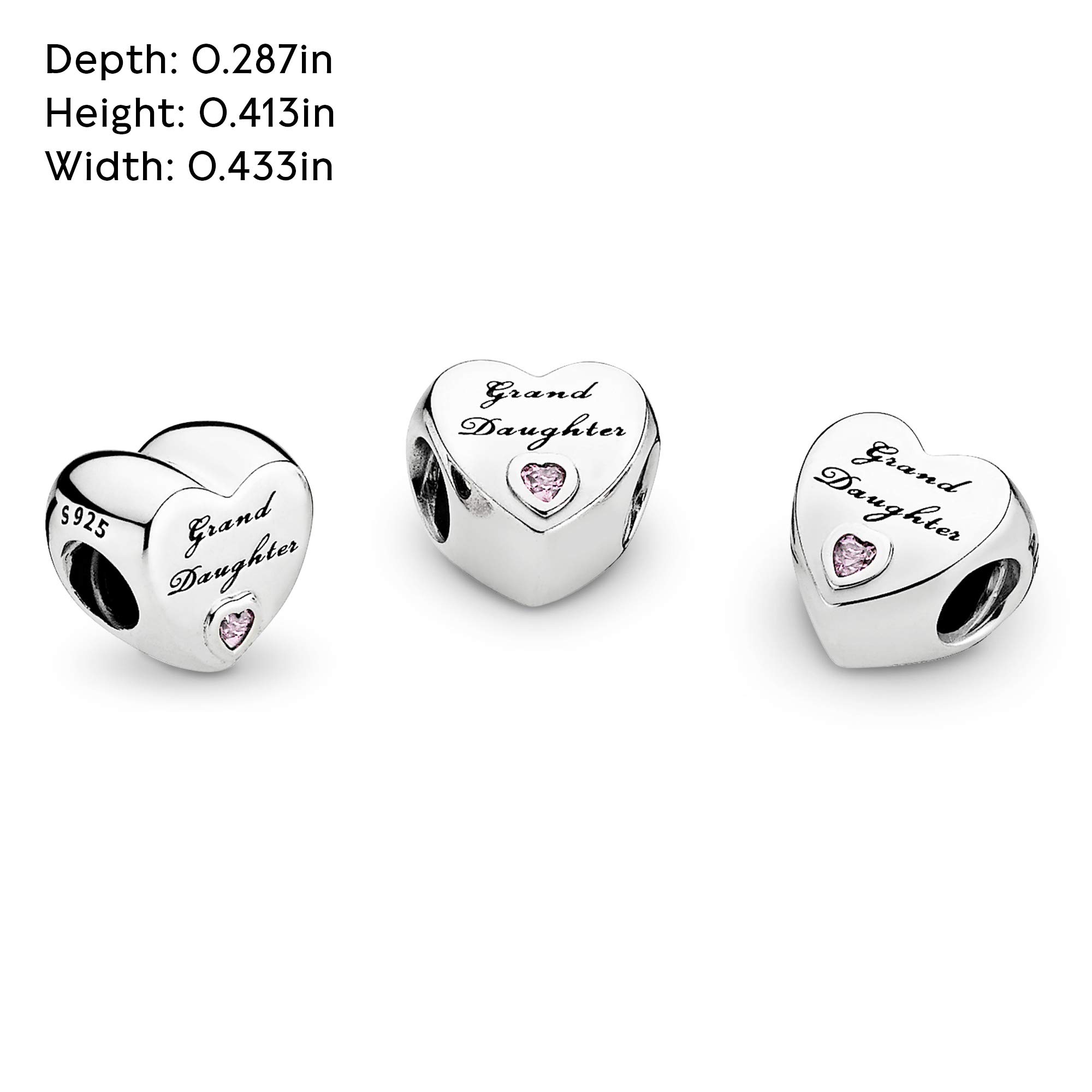 PANDORA Jewelry Granddaughter's Love Charm - Compatible with PANDORA Moments - Sterling Silver Charm with Cubic Zirconia