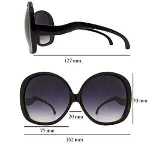 Elite - Big Huge Oversized Vintage "Jackie O" Style Sunglasses Retro Women Celebrity Fashion (Black)