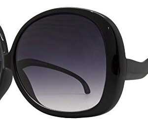 Elite - Big Huge Oversized Vintage "Jackie O" Style Sunglasses Retro Women Celebrity Fashion (Black)